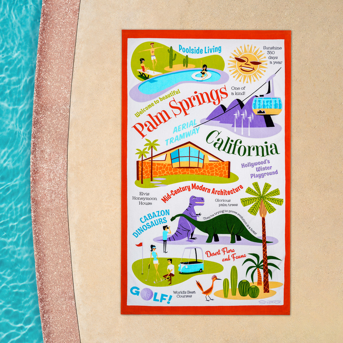 "Palm Springs California" Beach Towel | Shag (Josh Agle) | The Shag Store
