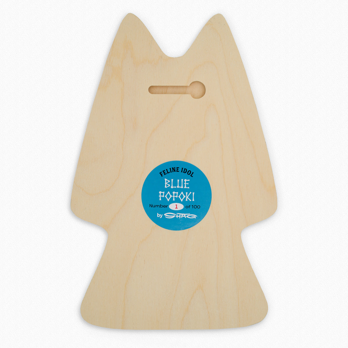 "Blue Popoki" Feline Tiki Idol | Embellished Fine Art Print on Wood ...